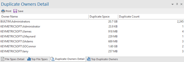 Duplicate File Owners Report